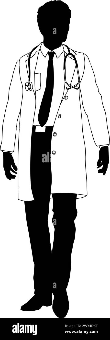 Doctor Man Medical Silhouette Healthcare Person Stock Vector Image ...