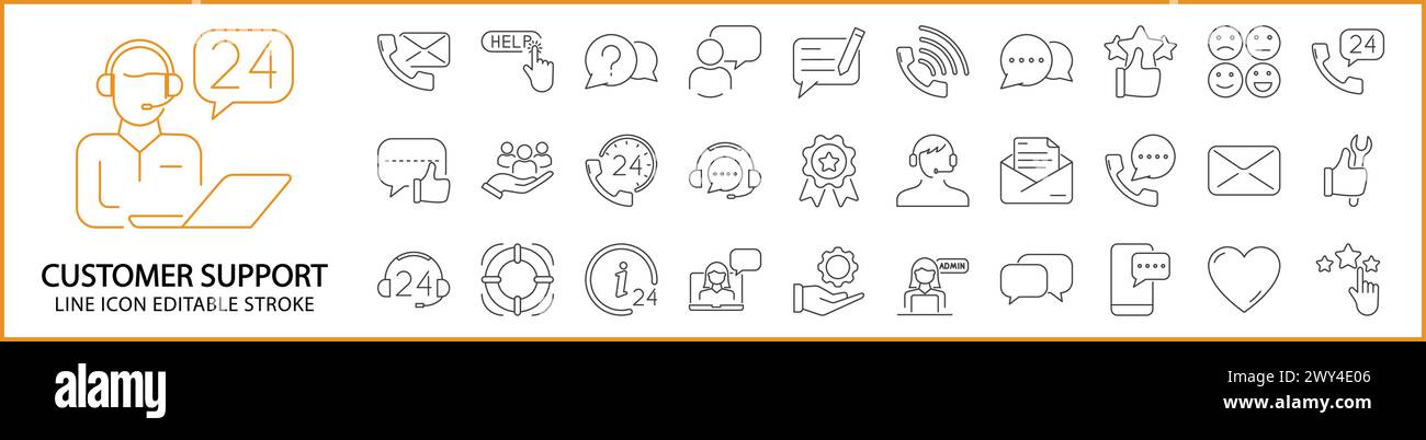 Customer support icons. Customer support icon set. Customer support ...