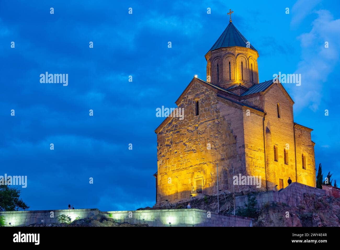 Sunset view of Metekhi Virgin Mary Assumption Church in Tbilisi ...