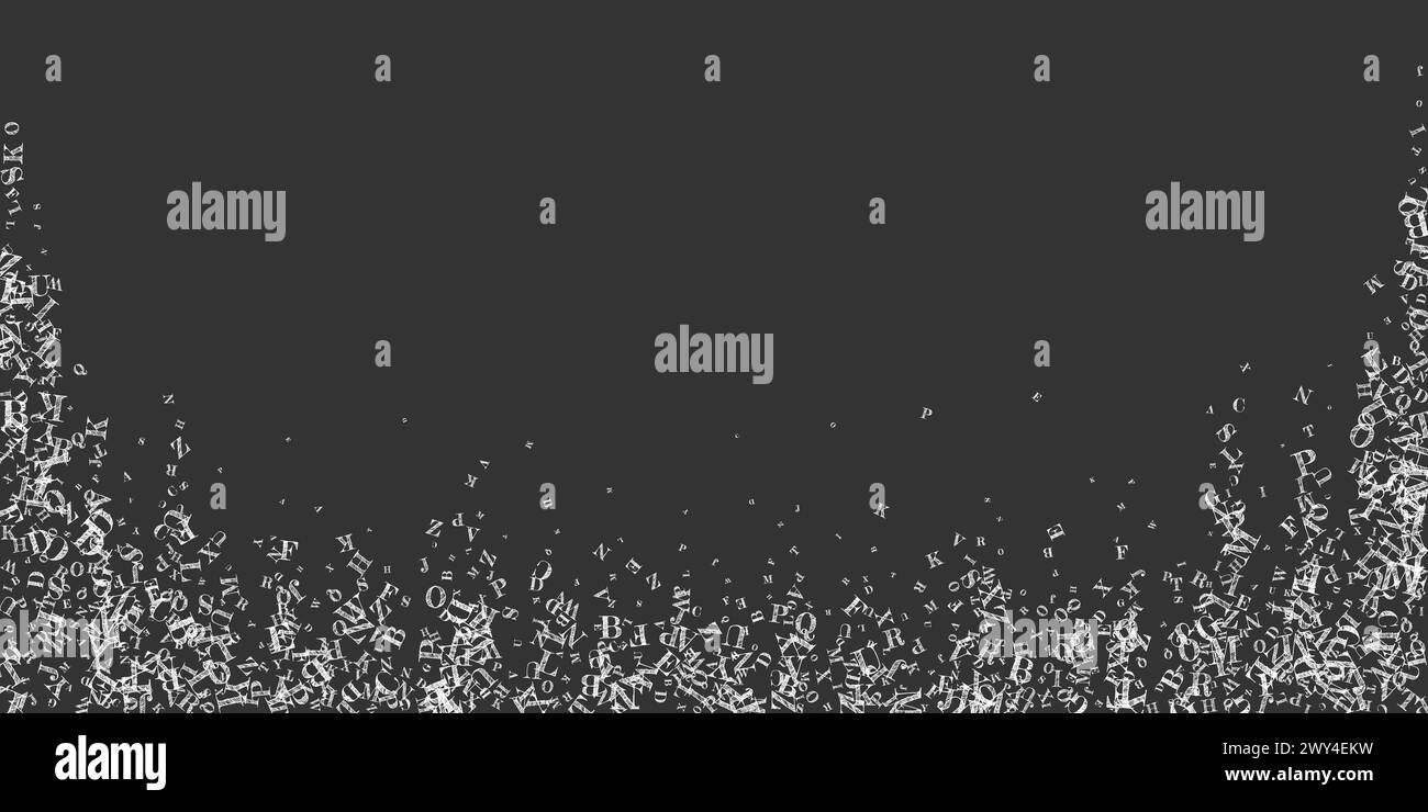 Concept of school background. White chalk falling letters of English ...