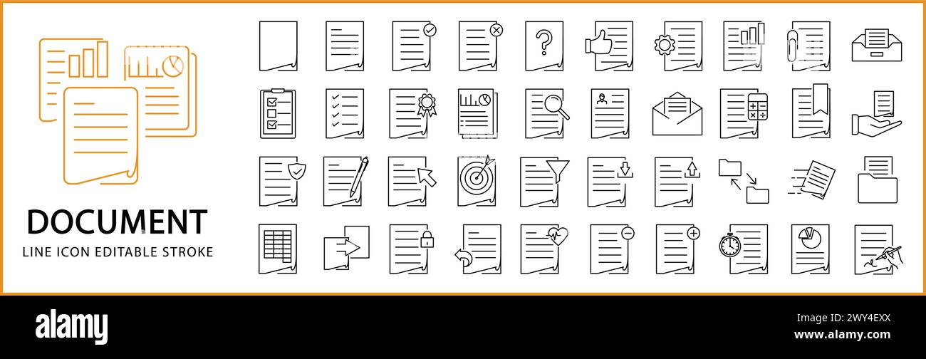 Document Icons Document Line Icons Document Icon Set Vector