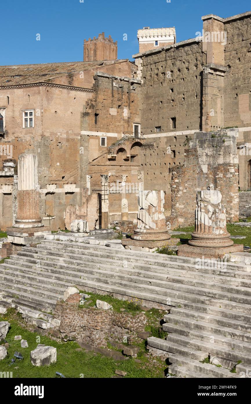 Roman forum ruins. Forum of Augustus. Archeology landmark. Rome, Italy ...