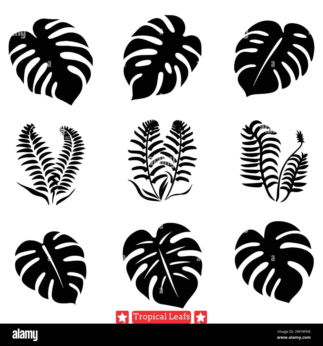 Tropicana Delight Diverse Tropical Leaf Vector Set for Designers Stock ...