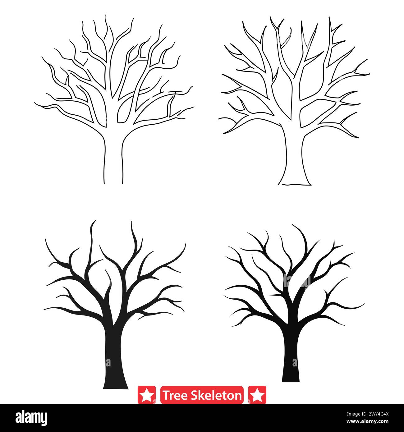 Enigmatic Tree Skeletons Ethereal Vector Silhouettes for Designers ...