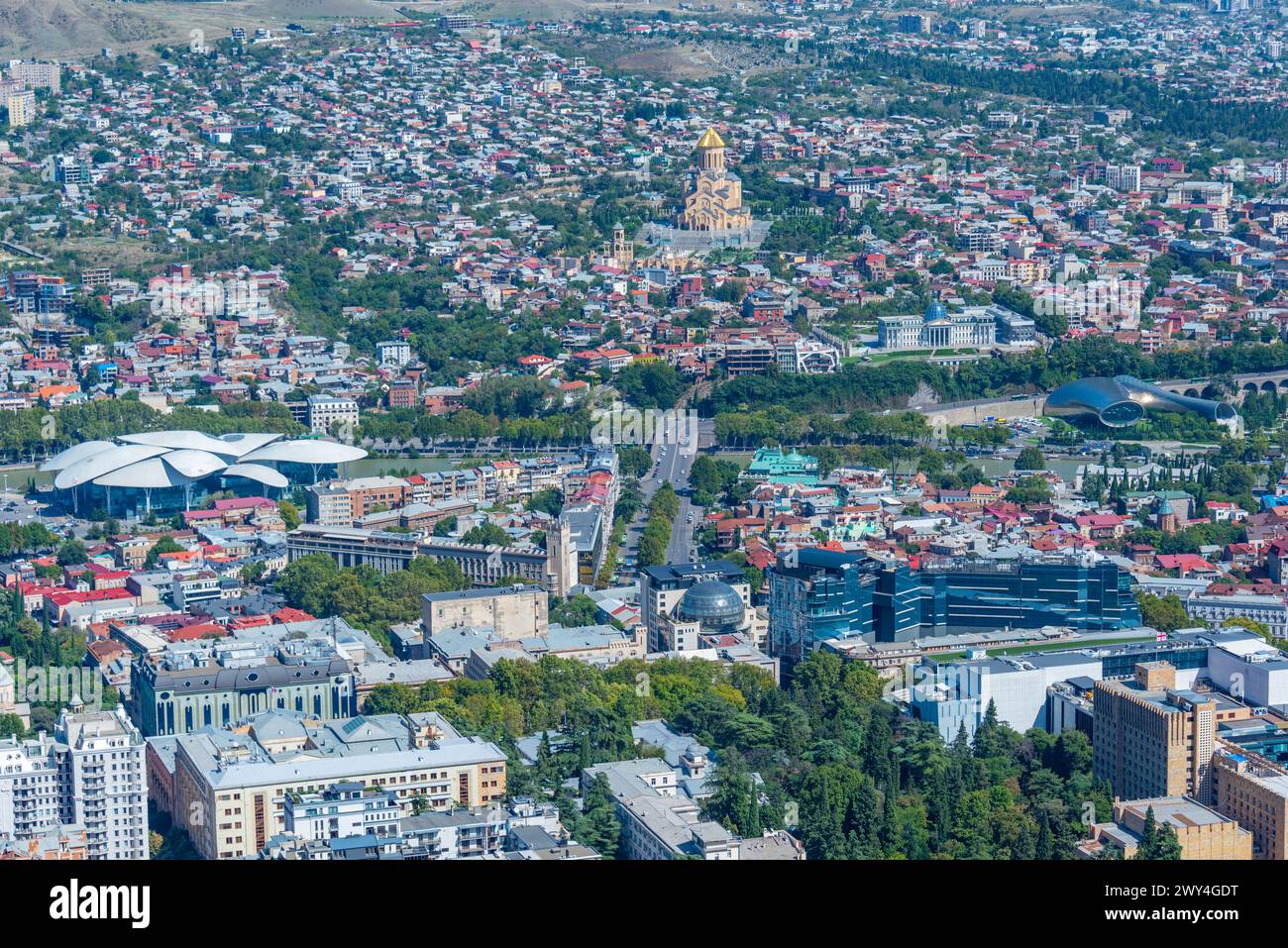 Panorama view of Tbilisi from Mtatsminda hill in Georgia Stock Photo - Alamy