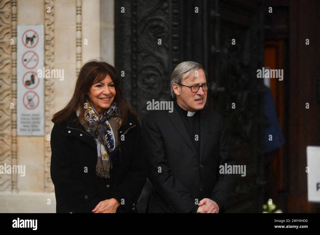Anne Hidalgo mayor of Paris Monsignor Patrick Chauvet, parish priest of ...