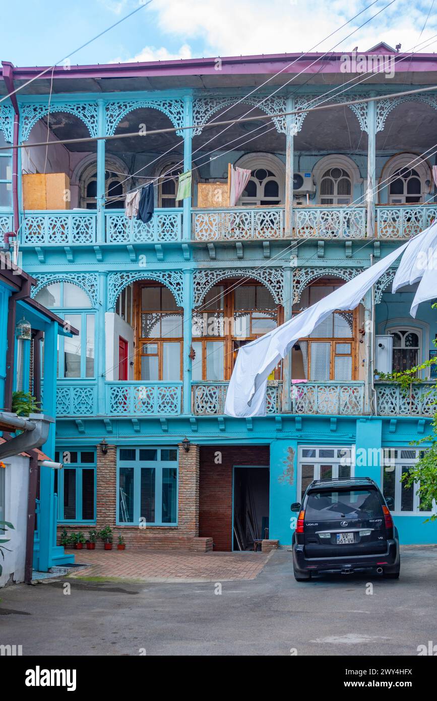 Traditional courtyard of residential houses in Tbilisi, Georgia Stock ...