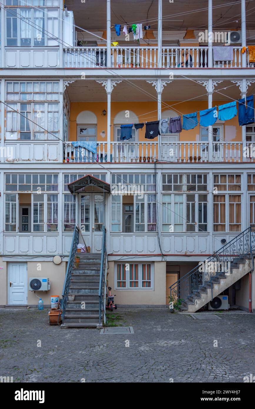 Traditional courtyard of residential houses in Tbilisi, Georgia Stock ...