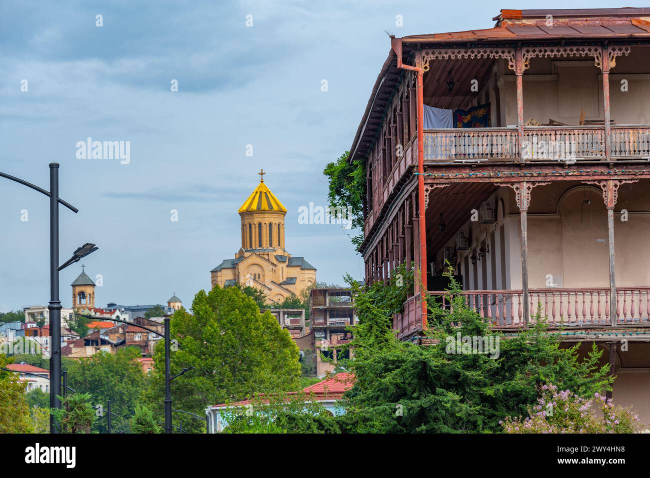 Colourful balconies of historical houses in Tbilisi, Georgia Stock ...