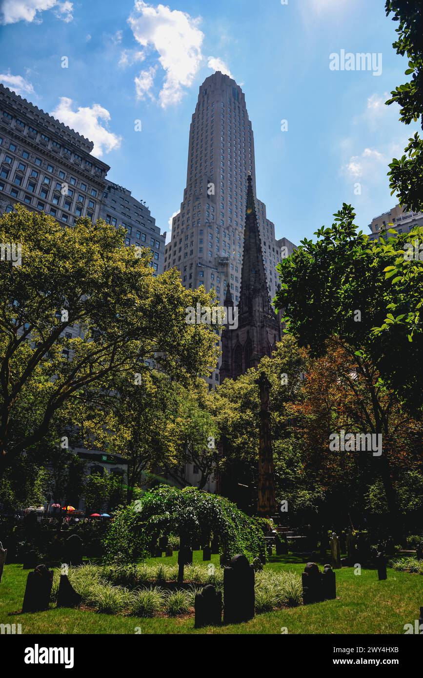 The Trinity Churchyard in Lower Manhattan, New York City Stock Photo ...
