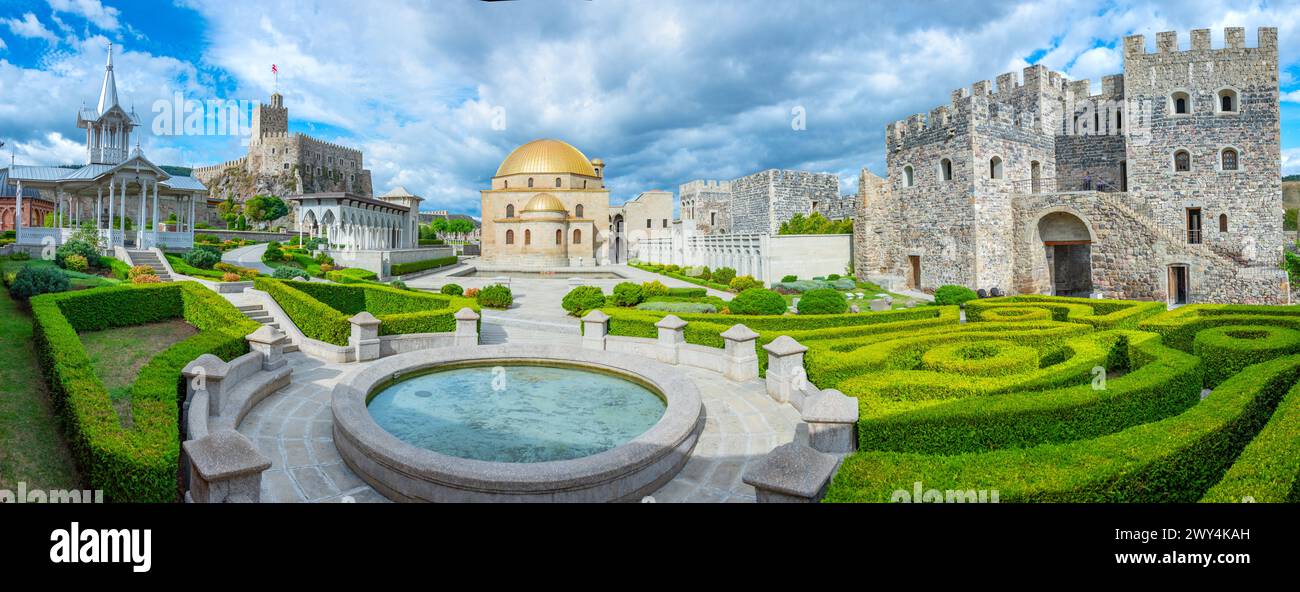 Garden, Lomsia castle and Sultan Ahmad Mosque at the Akhaltsikhe ...