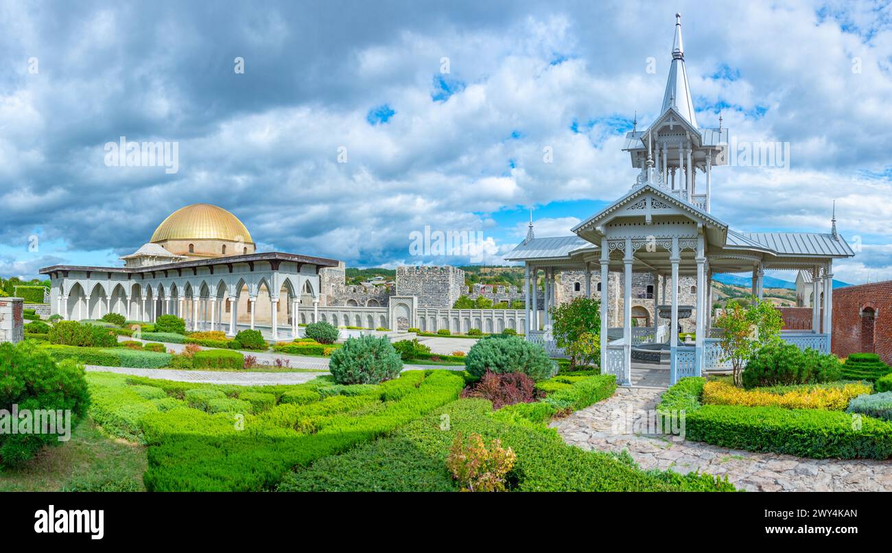 Garden, Lomsia castle and Sultan Ahmad Mosque at the Akhaltsikhe ...