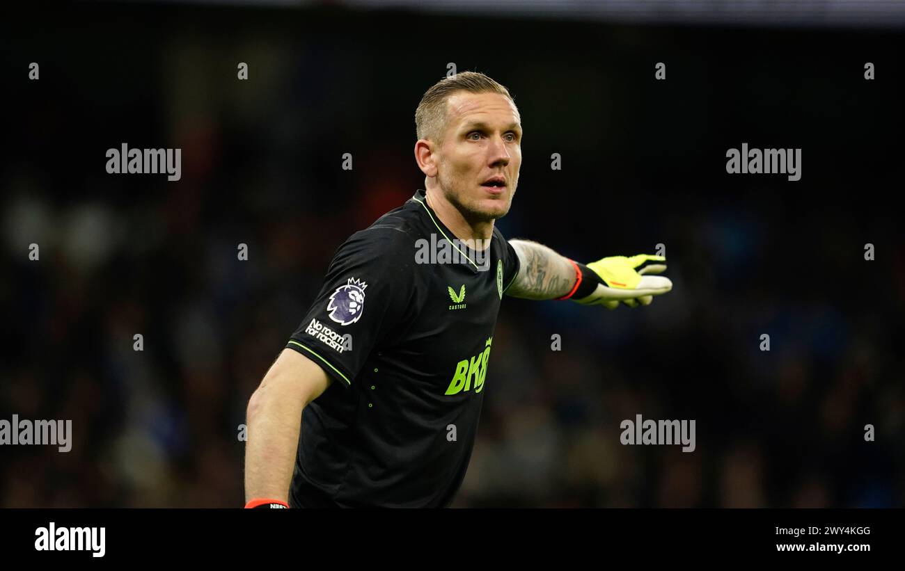 Aston Villa's goalkeeper Robin Olsen during the English Premier League ...