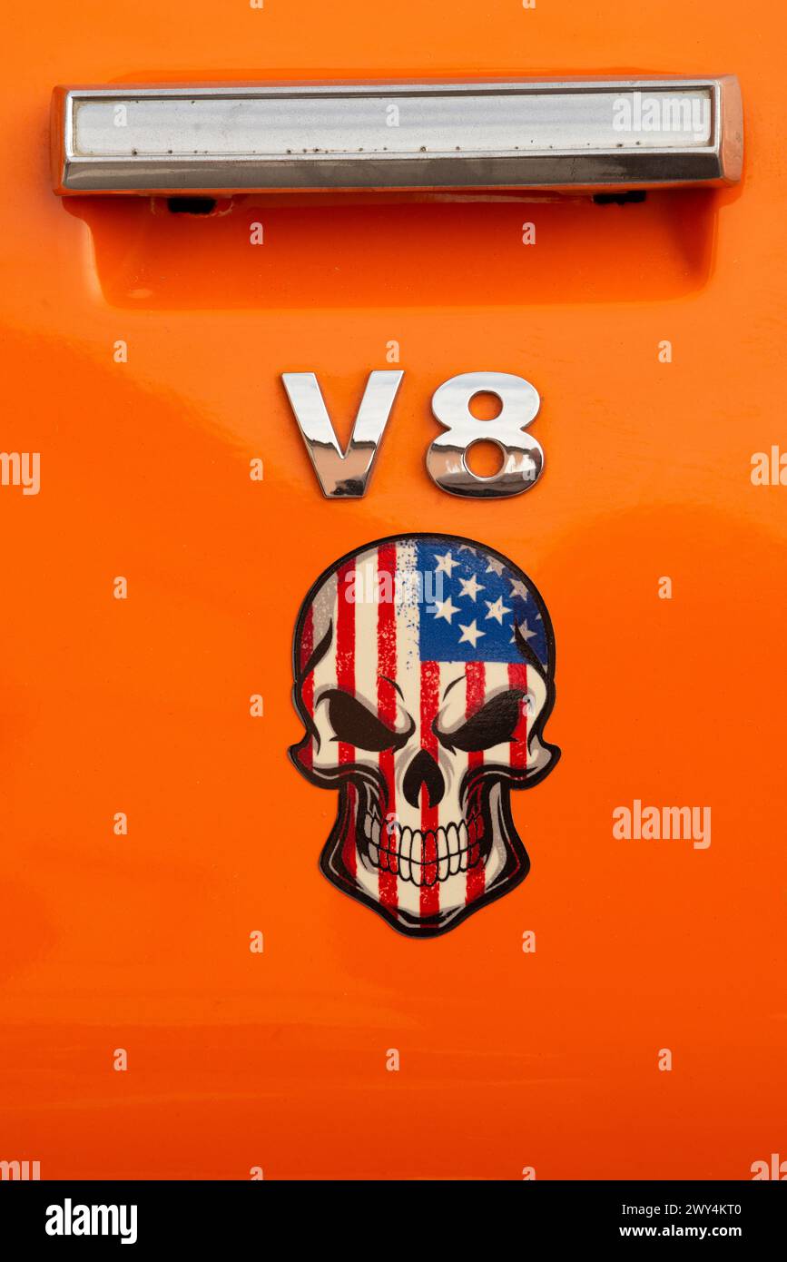 Chevrolet Caminito Car Covered with American Flag Skull Adhesive ...