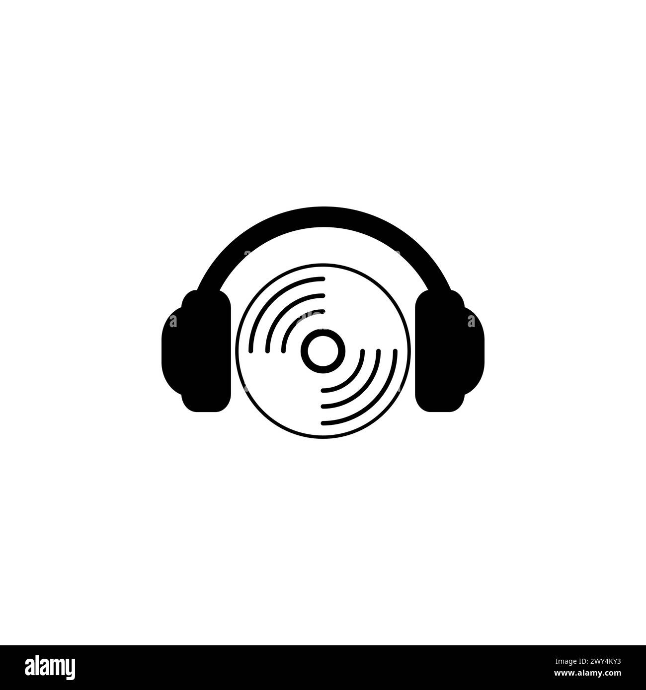 CD DVD with Headphones flat vector icon. Simple solid symbol isolated ...