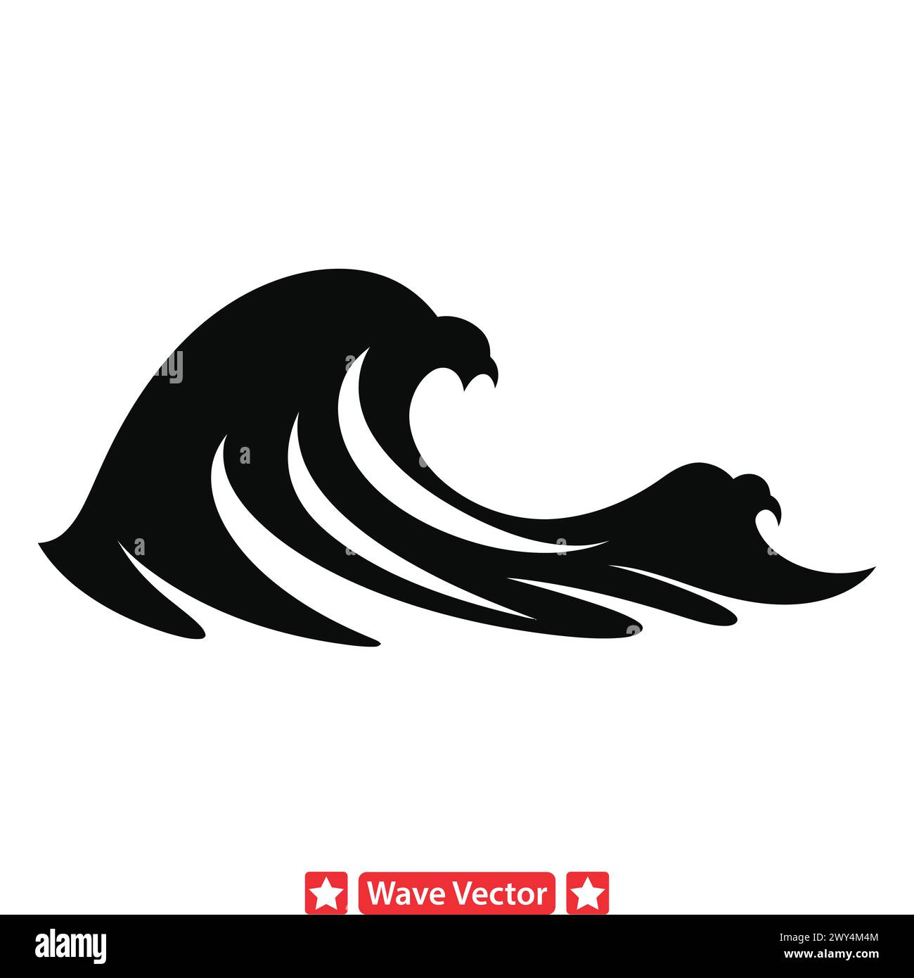 Oceanic Elegance Stylish Vector Wave Silhouettes for Artistry Stock ...