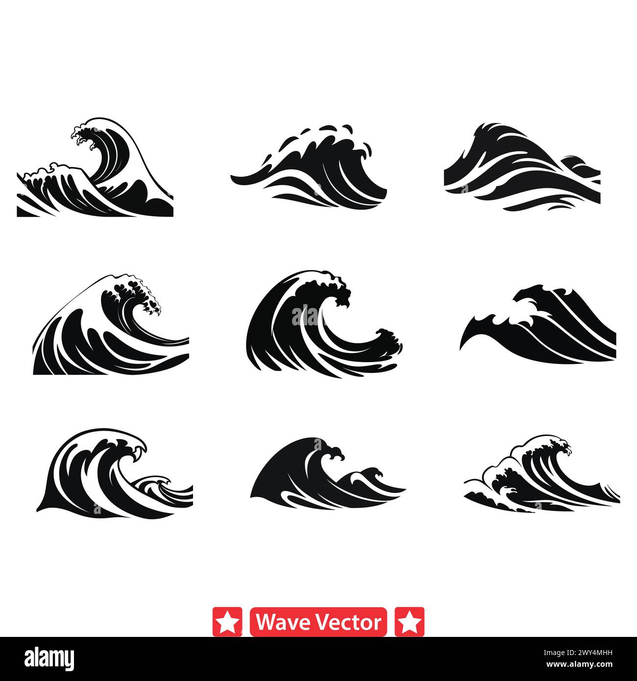 Wave Whispers Subtle Vector Silhouettes for Delicate Designs Stock ...