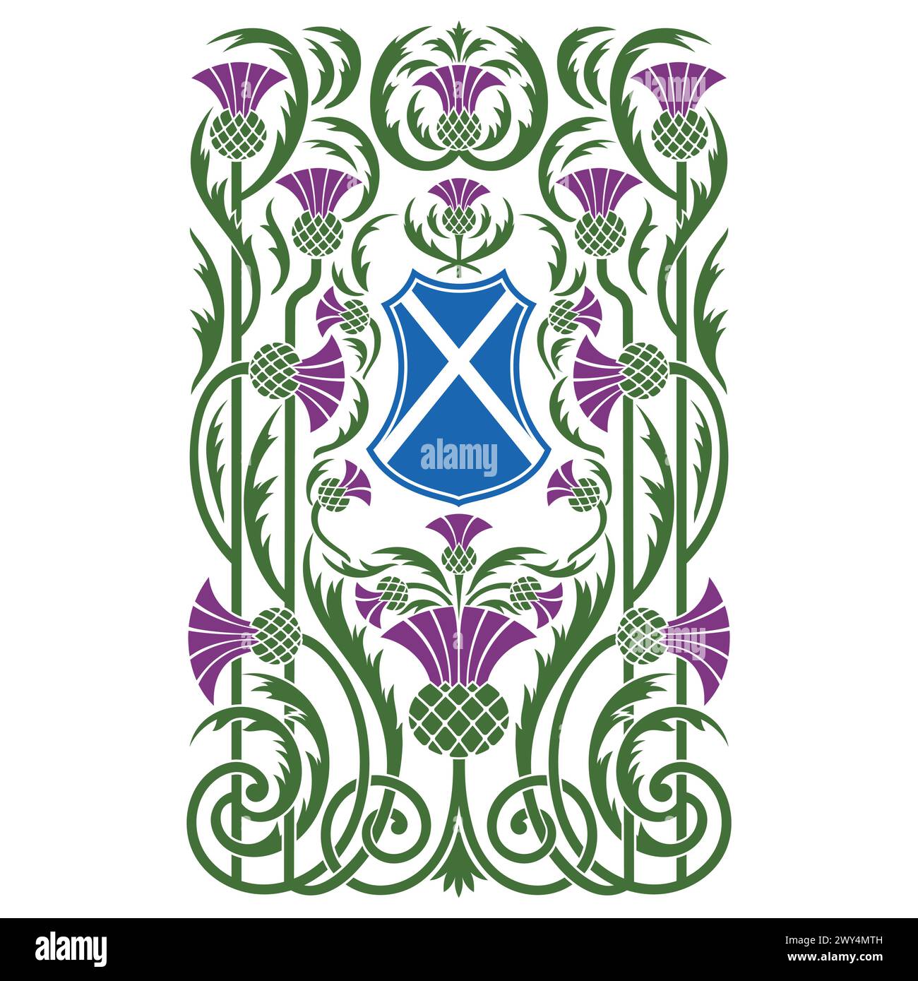 Celtic plant ornamentation. Intertwined thistle leaves and flowers ...