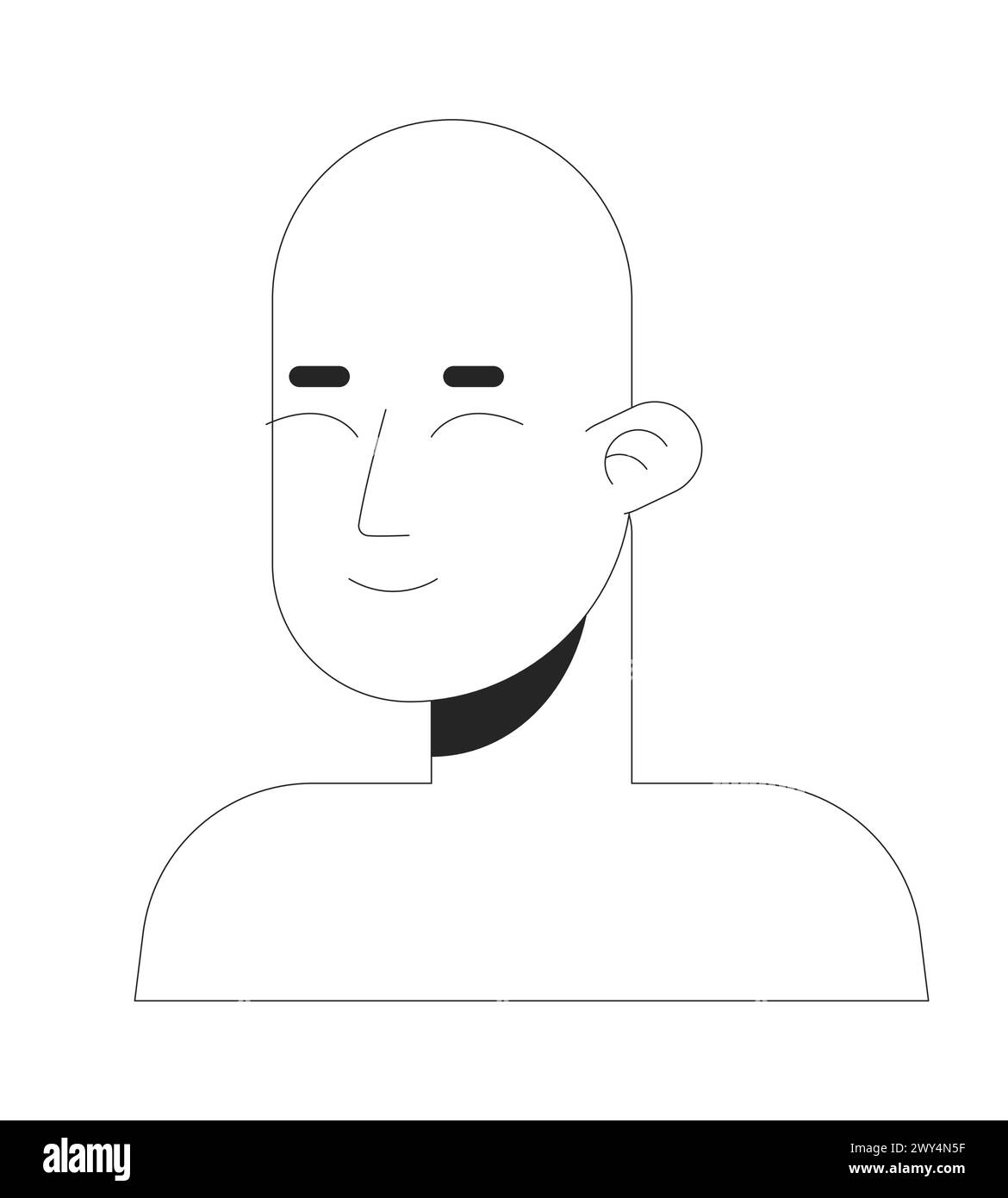 Mannequin head and shoulders black and white 2D line cartoon character ...