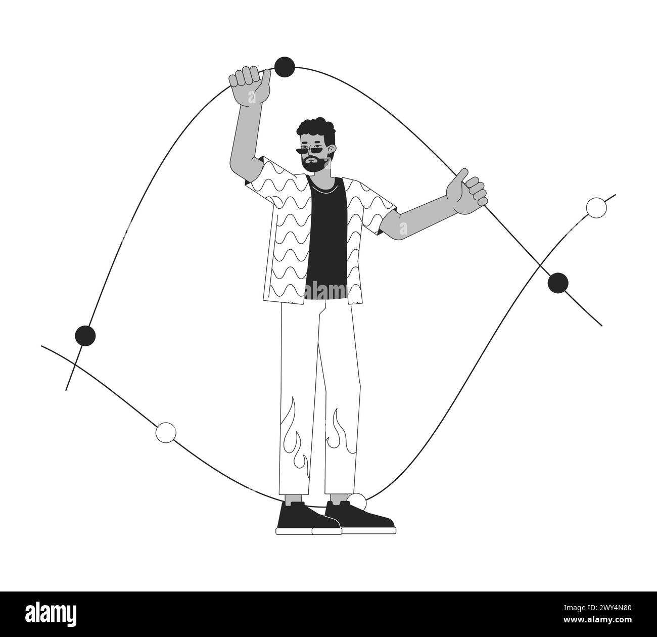 Black man holding line chart black and white 2D line cartoon character Stock Vector Image & Art ...