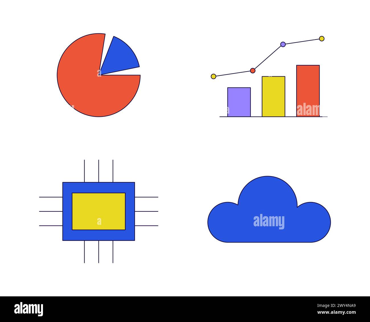 Chart graph technology 2D linear cartoon objects set Stock Vector Image ...
