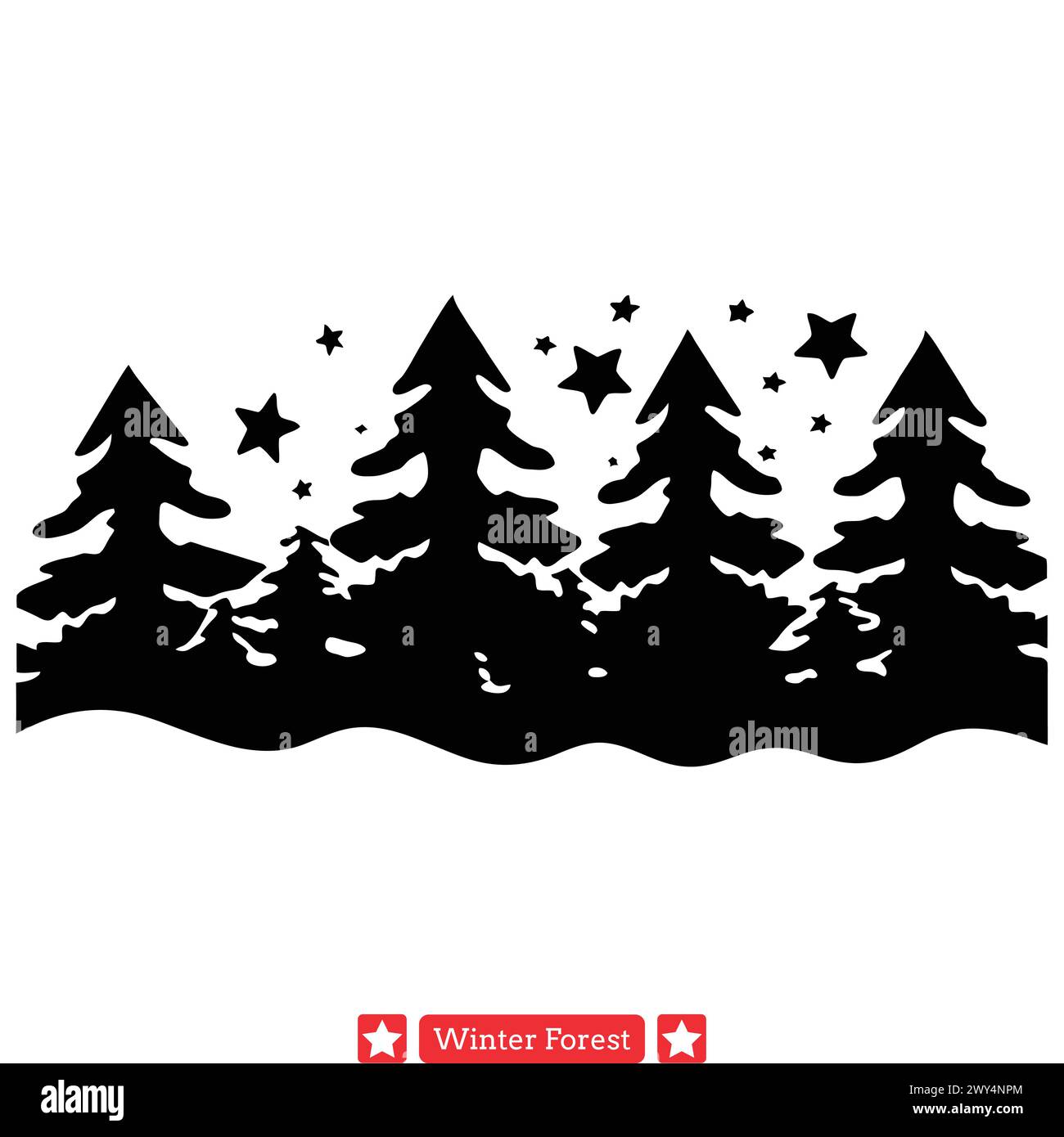 Glistening Pines Delicate Vector Silhouettes Portraying Winter s Magic ...