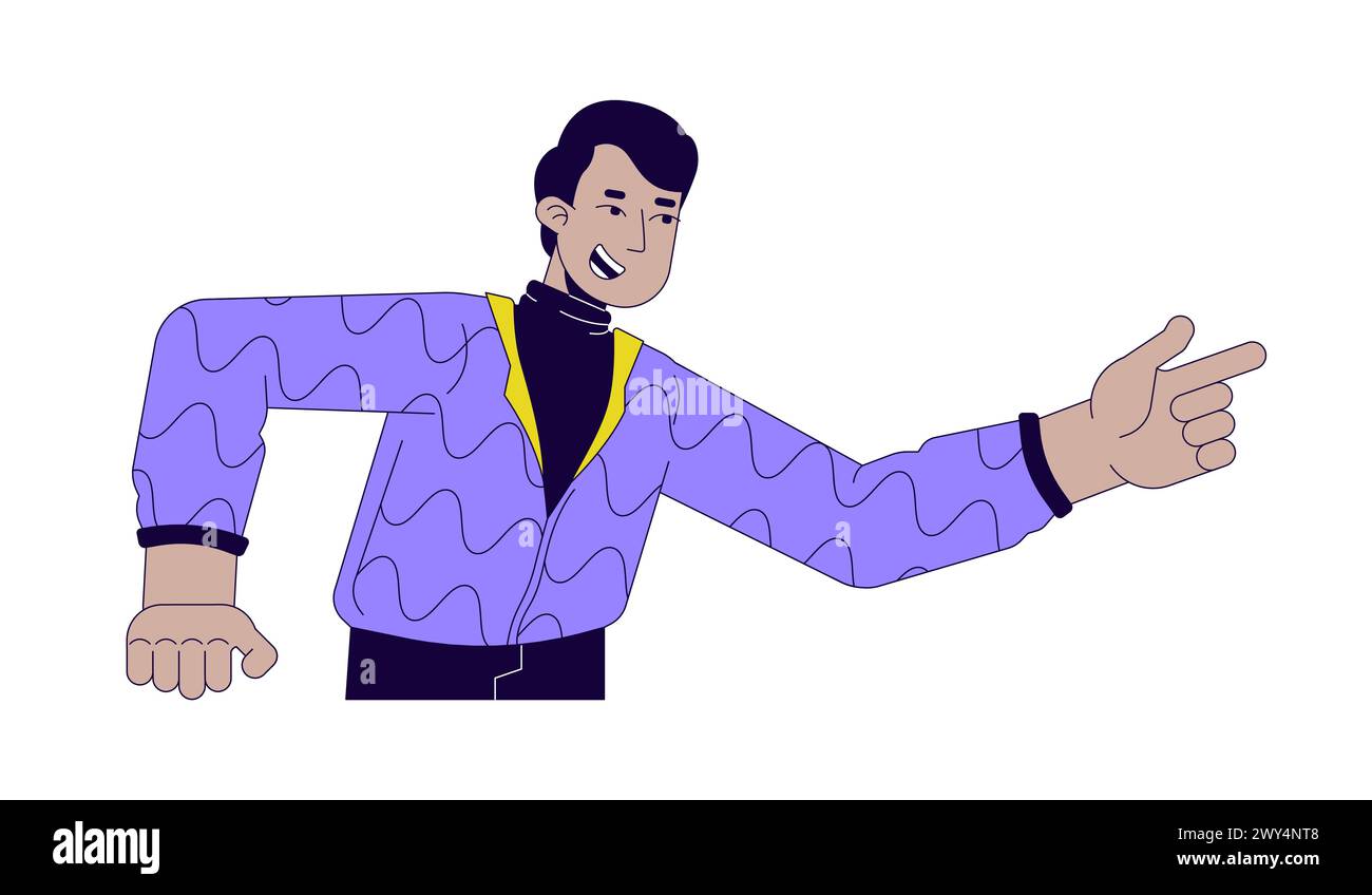 Indian man pointing finger forward 2D linear cartoon character Stock ...