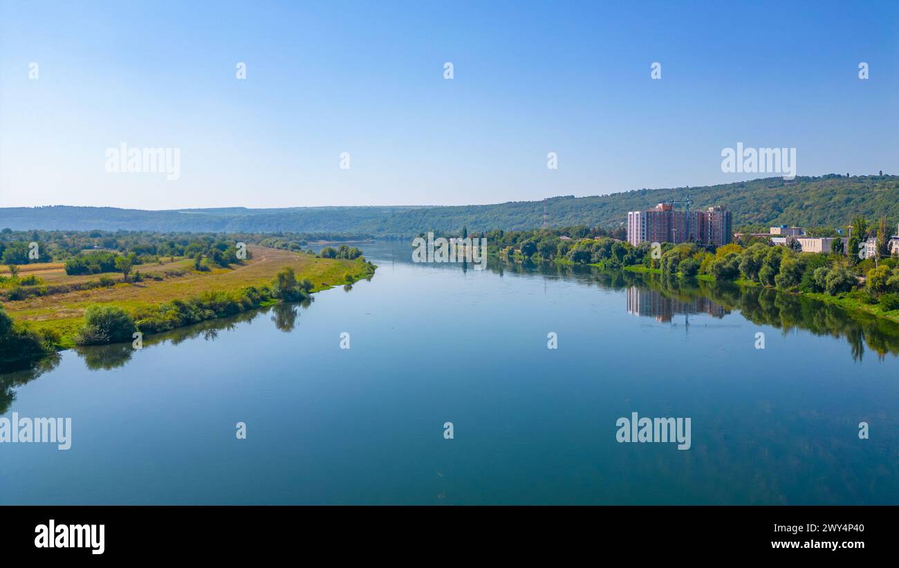 Panorama view of Dniester river between Moldova and Ukraine Stock Photo ...