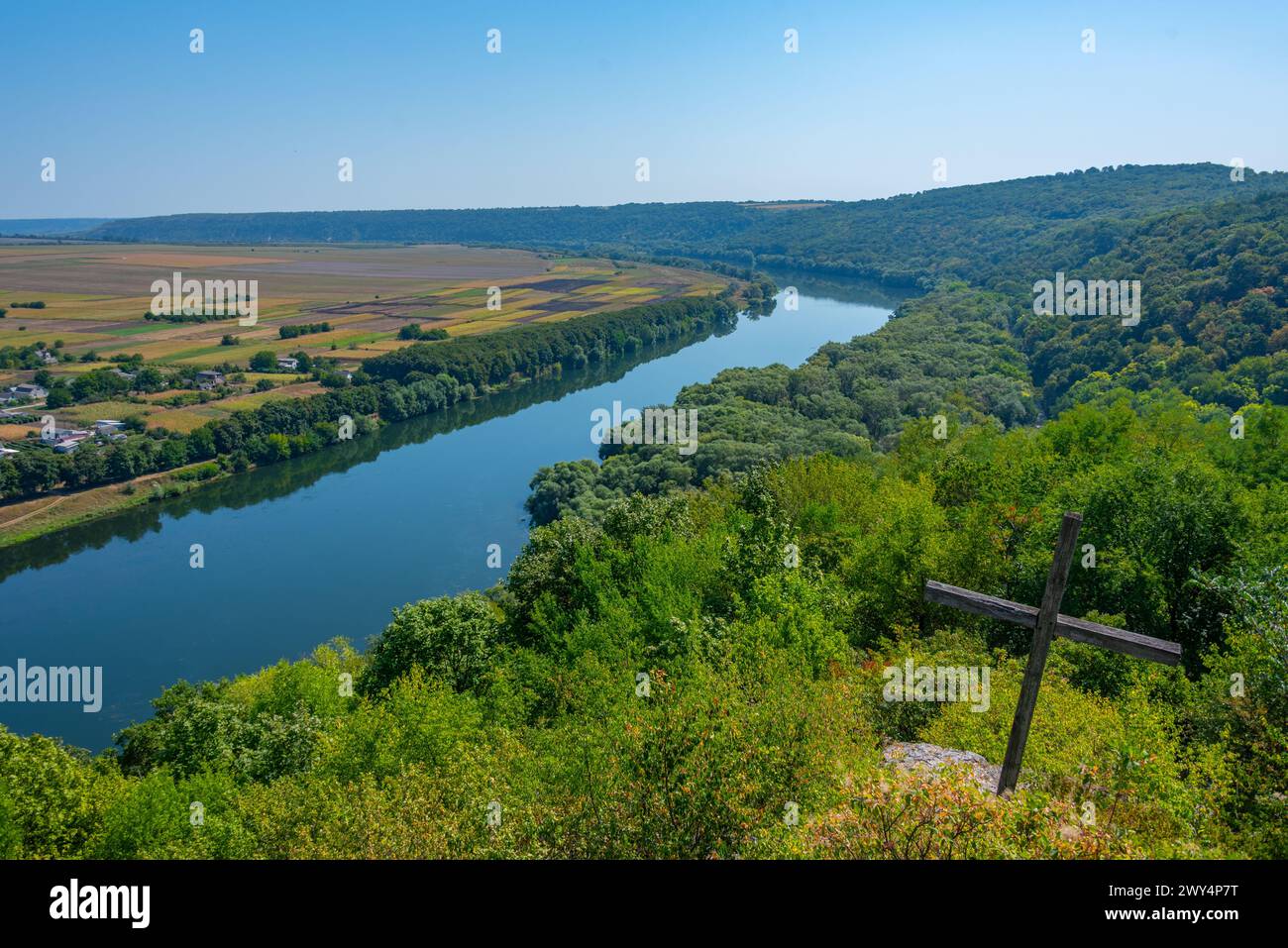 Panorama view of Dniester river between Moldova and Ukraine Stock Photo ...