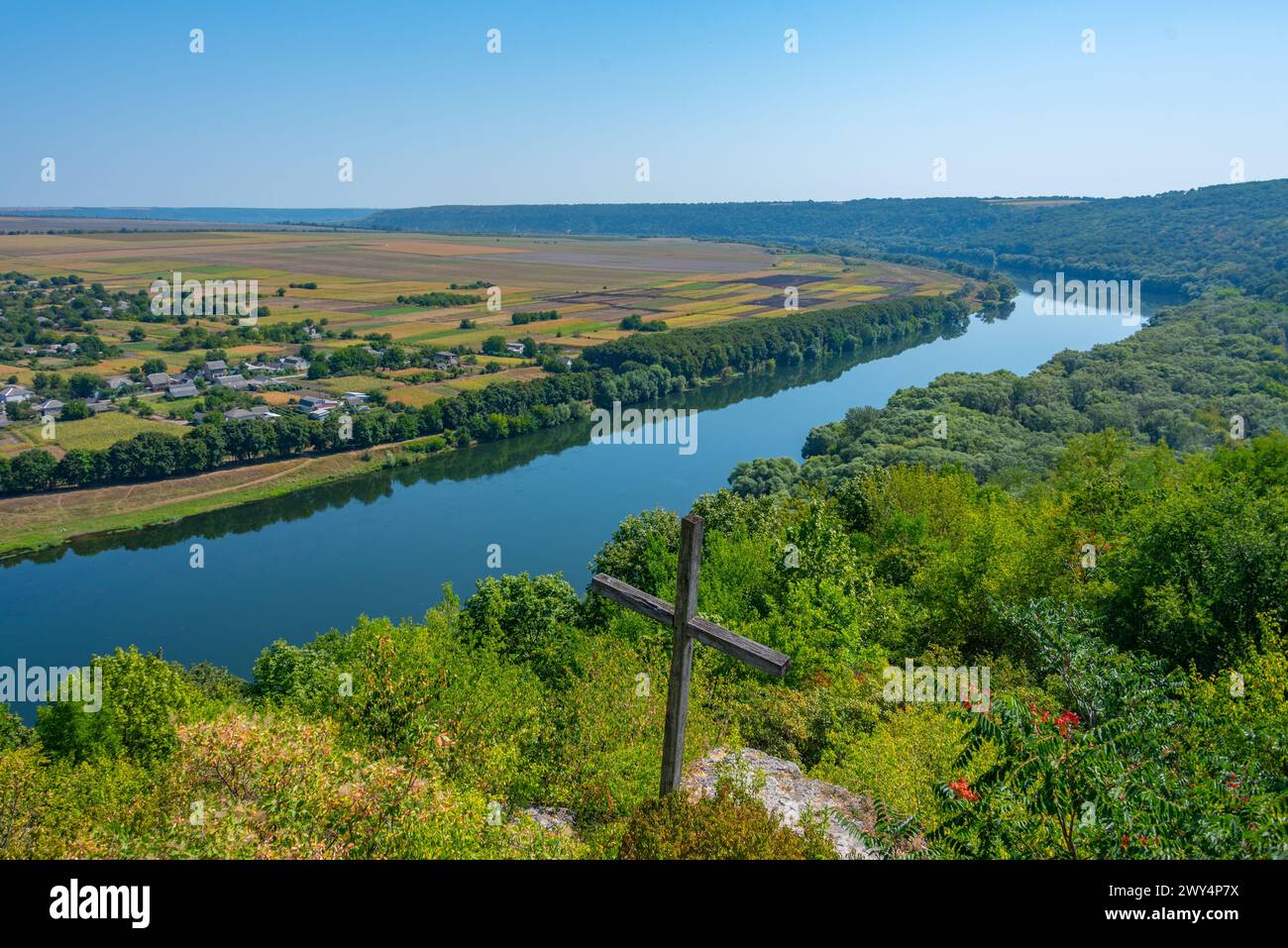 Panorama view of Dniester river between Moldova and Ukraine Stock Photo ...