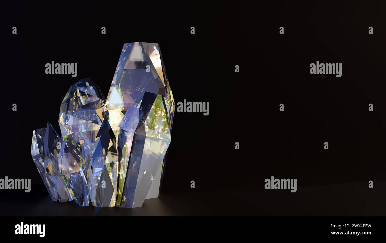 3d rendering of Quartz crystal, it is a hard, crystalline mineral made ...