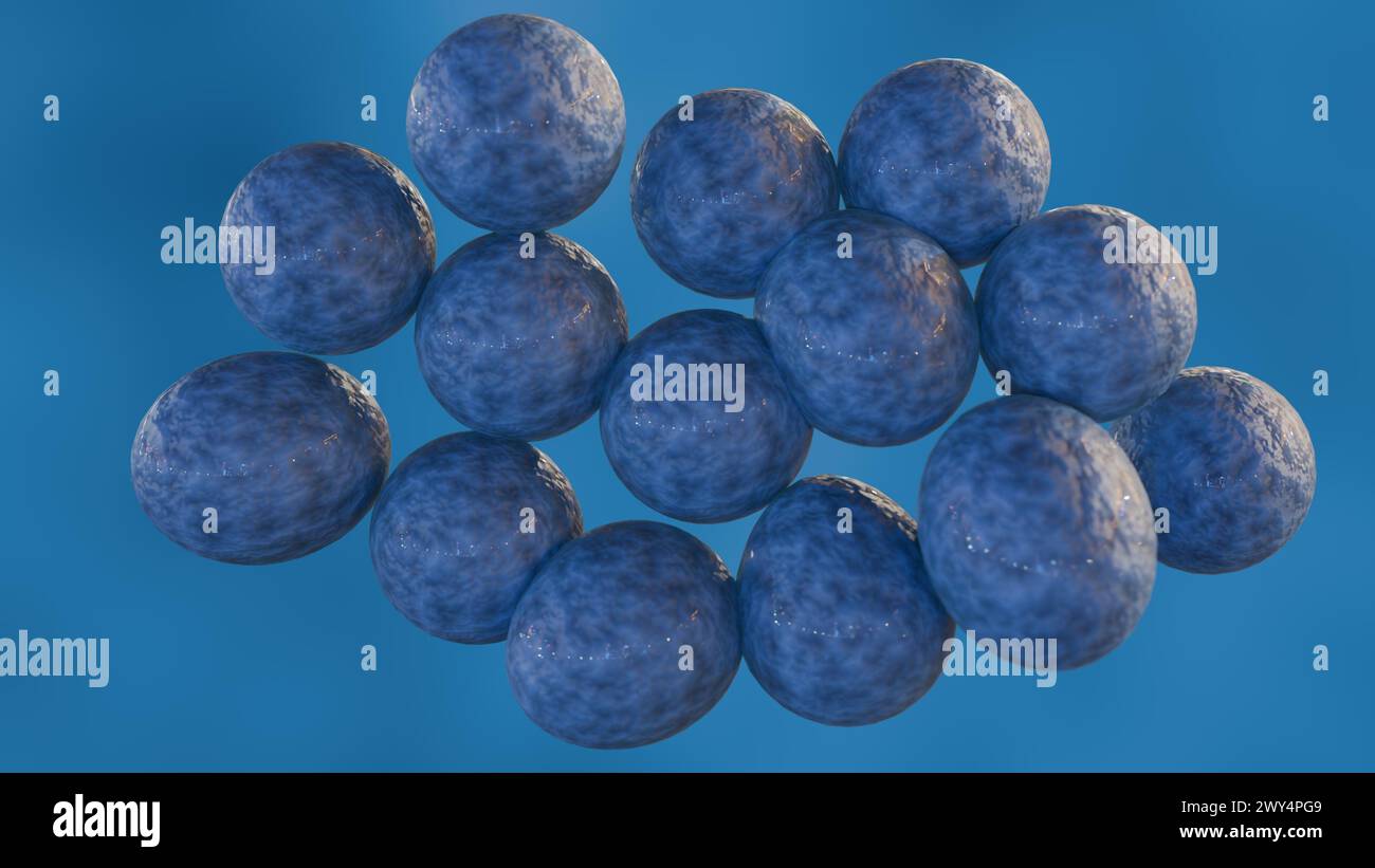 3d rendering of MRSA, stands for methicillin-resistant Staphylococcus aureus, a type of bacteria ...