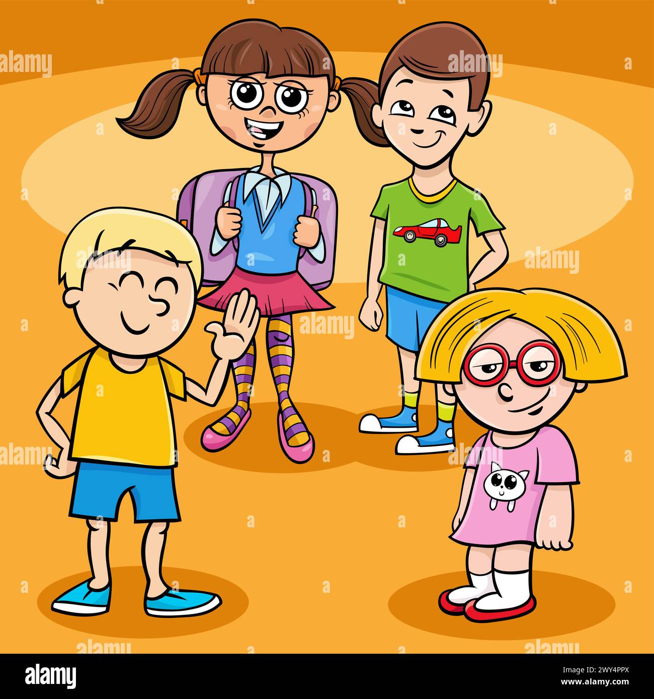 Happy group of teens Stock Vector Images - Alamy