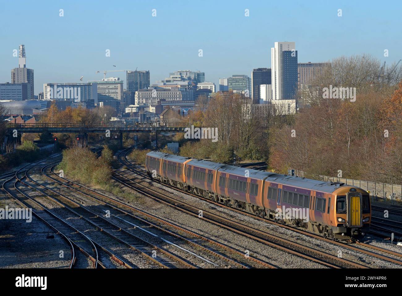 West Midlands Railway 172 class DMU train passing through Small Heath ...