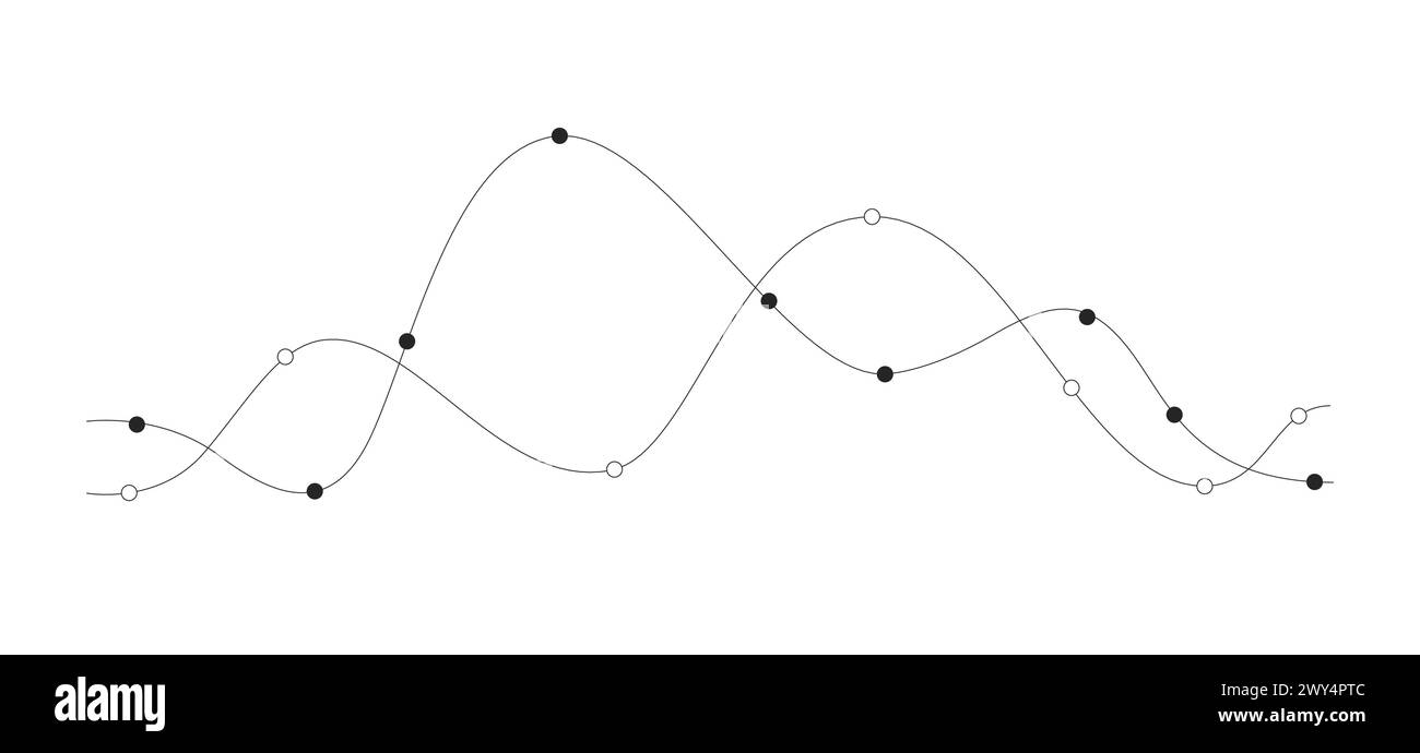 Graph trends waveform black and white 2D line cartoon object Stock ...