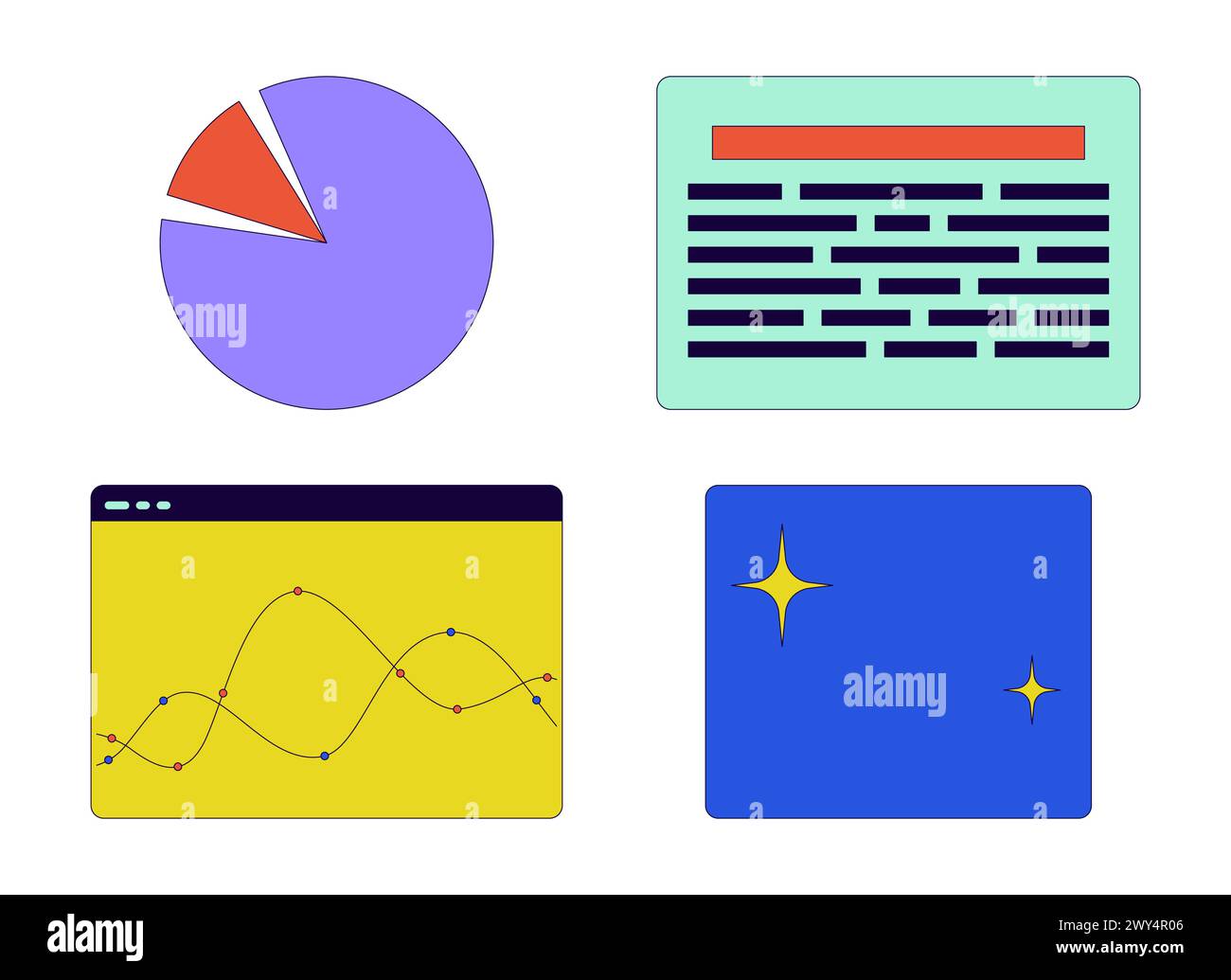Infographic Web Pages 2d Linear Cartoon Objects Set Stock Vector Image