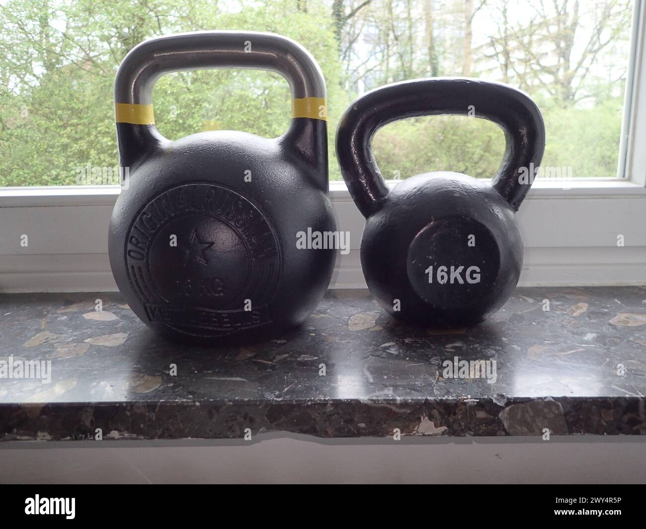 Both weights weigh 16 kg; one made in Russia; the other is made in ...