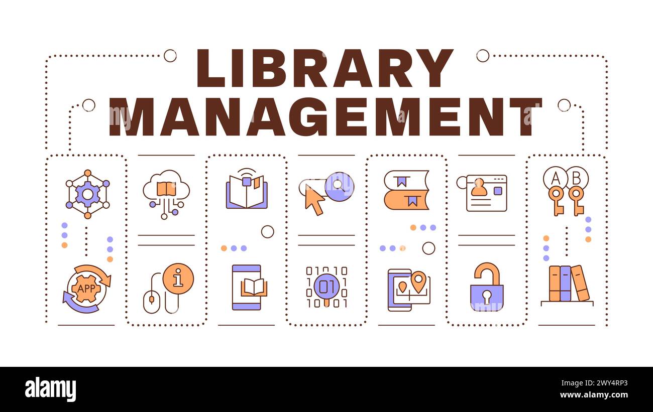 Library management word concept isolated on white Stock Vector Image ...