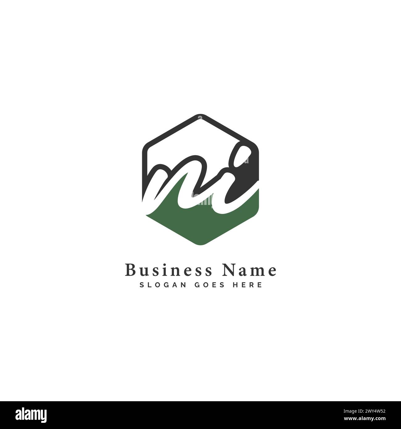 N, I, NI Initial letter handwritten, Alphabet NI signature Icon in ...