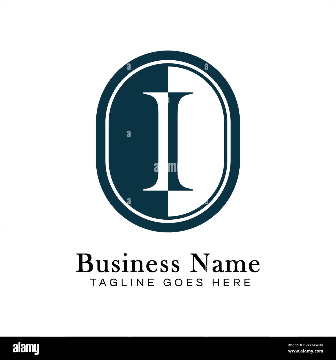 Letter I Logo in Oval shape. Alphabet I Business Icon in Round Shape ...