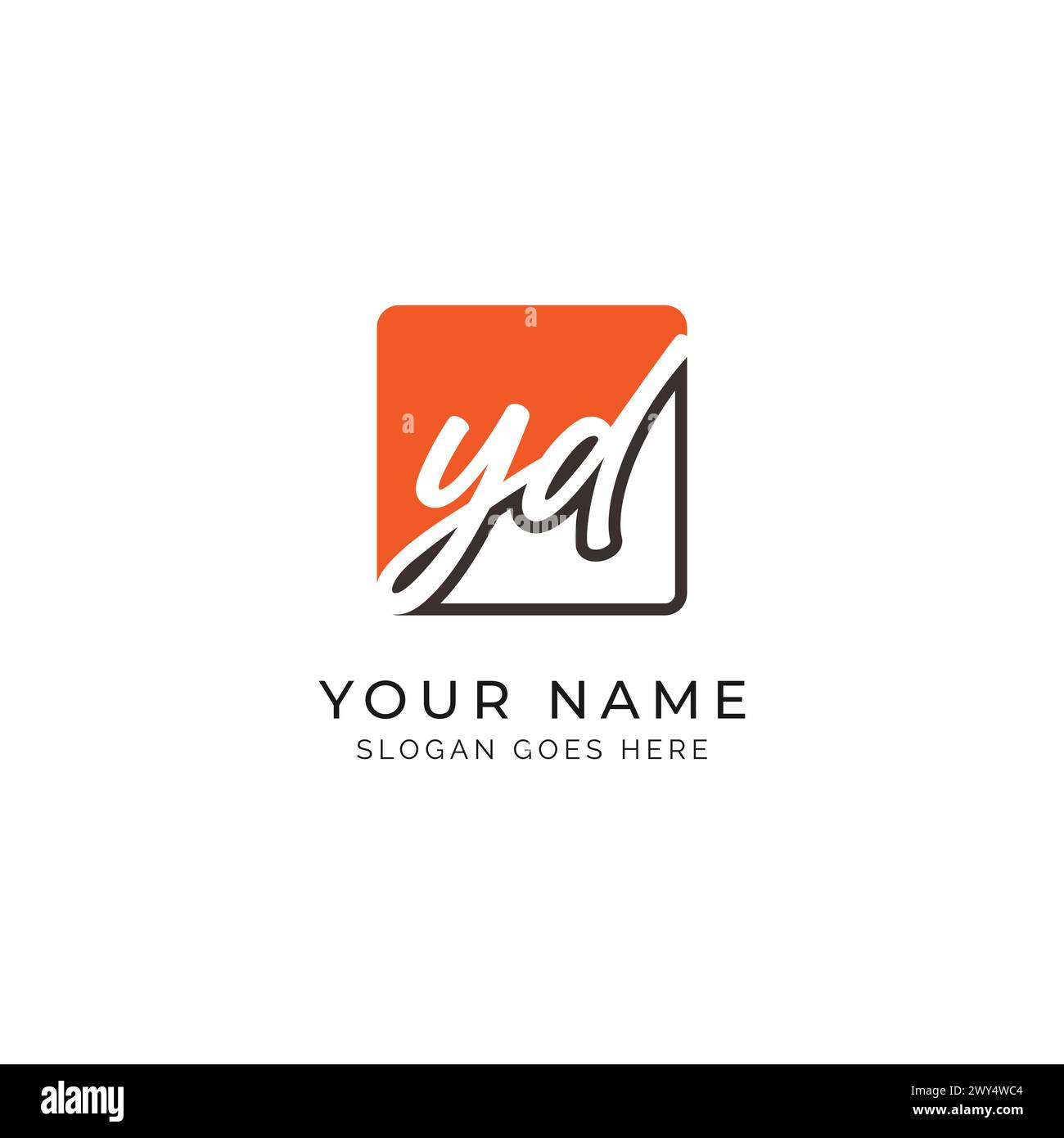 Y D Yd Initial Letter Handwritten Alphabet Yd Signature Icon In Square Shape Stock Vector