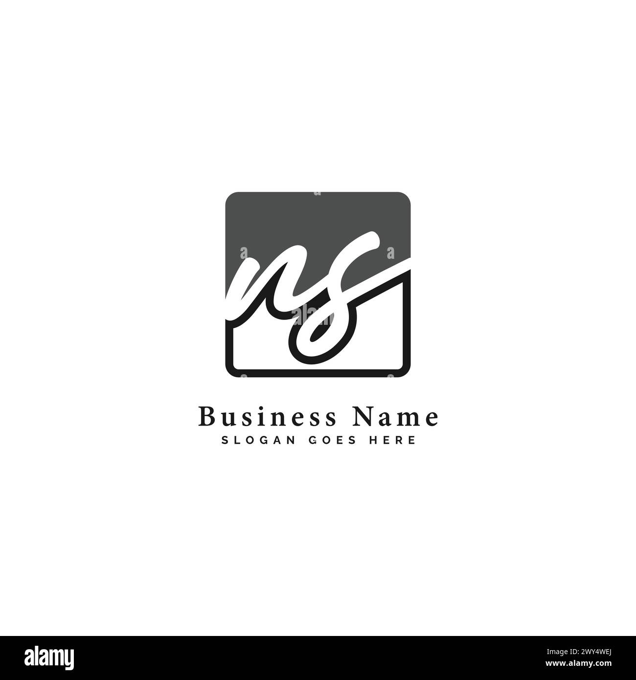 N, S, NS Initial letter handwritten, Alphabet NS signature Icon in ...