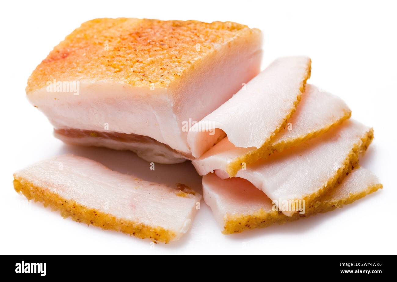 Salo or salt-cured pork fatback isolated on white background Stock ...