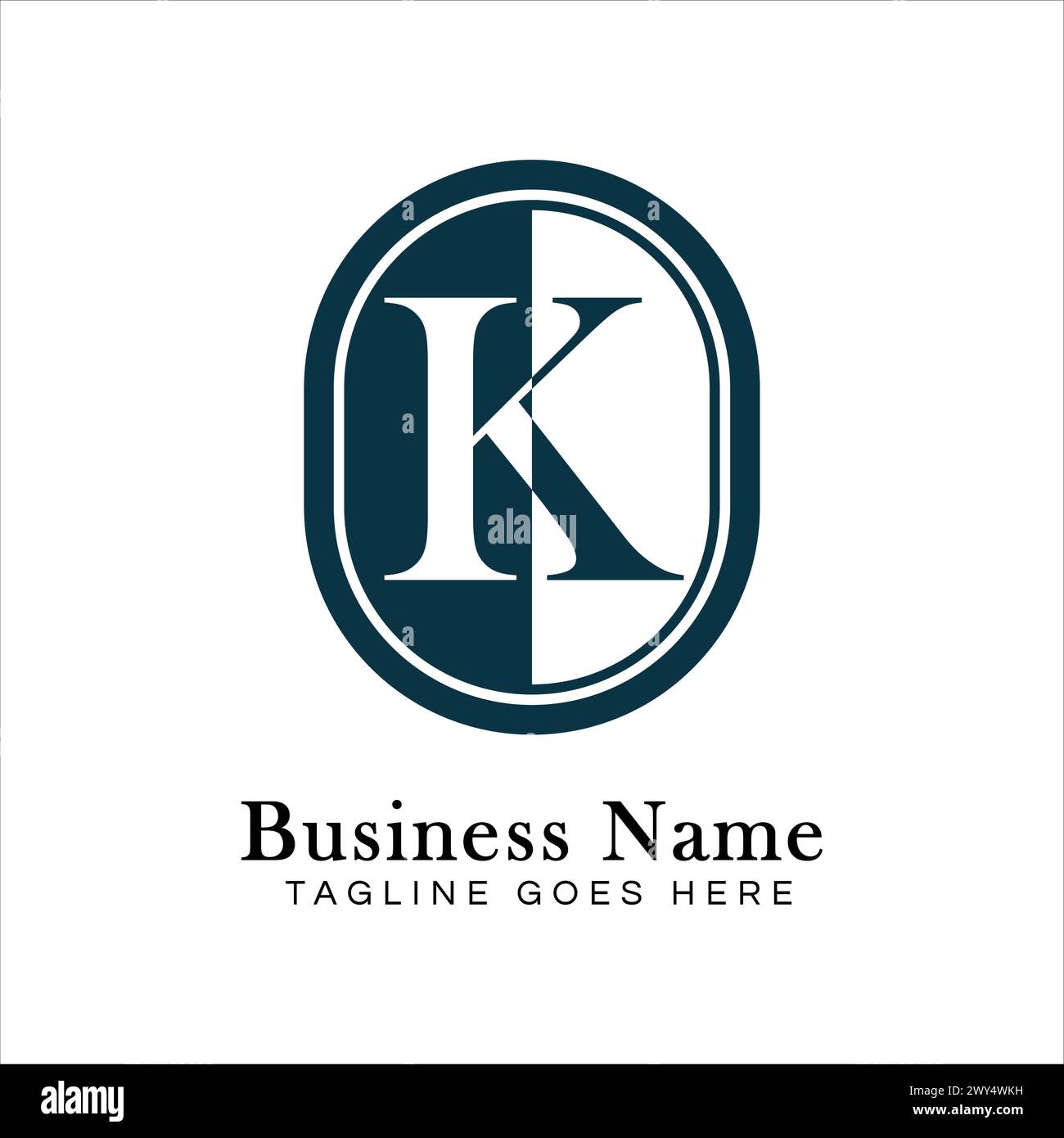 Letter K Logo in Oval shape. Alphabet K Business Icon in Round Shape ...
