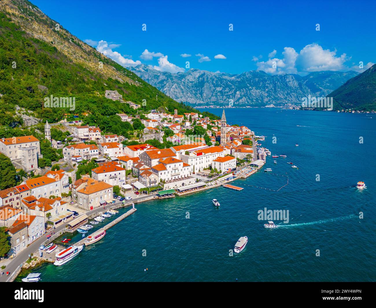 Aerial view of Perast in Montenegro Stock Photo - Alamy