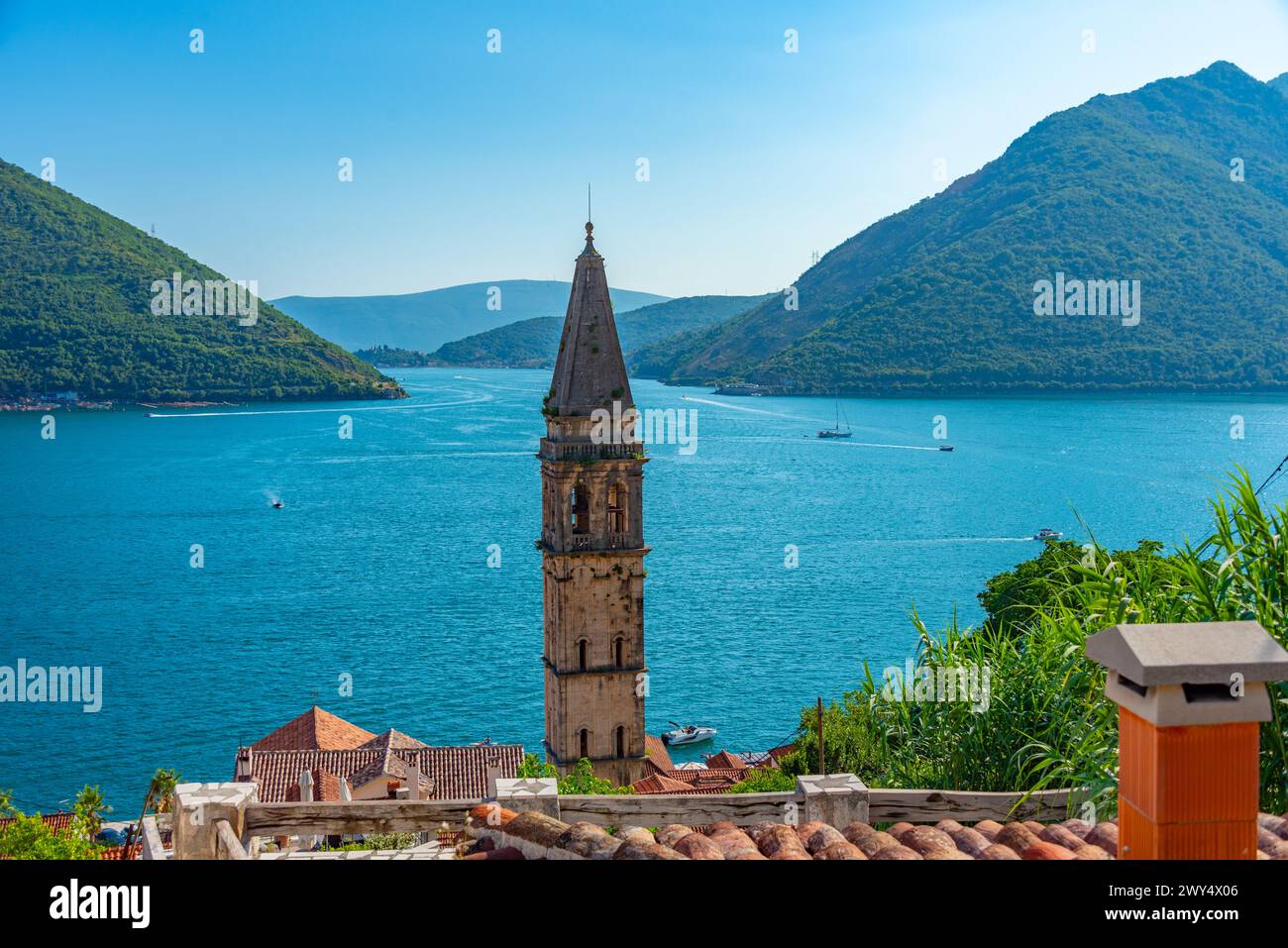 Aerial view of Perast in Montenegro Stock Photo - Alamy