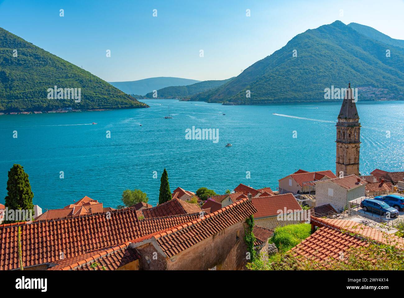 Aerial view of Perast in Montenegro Stock Photo - Alamy