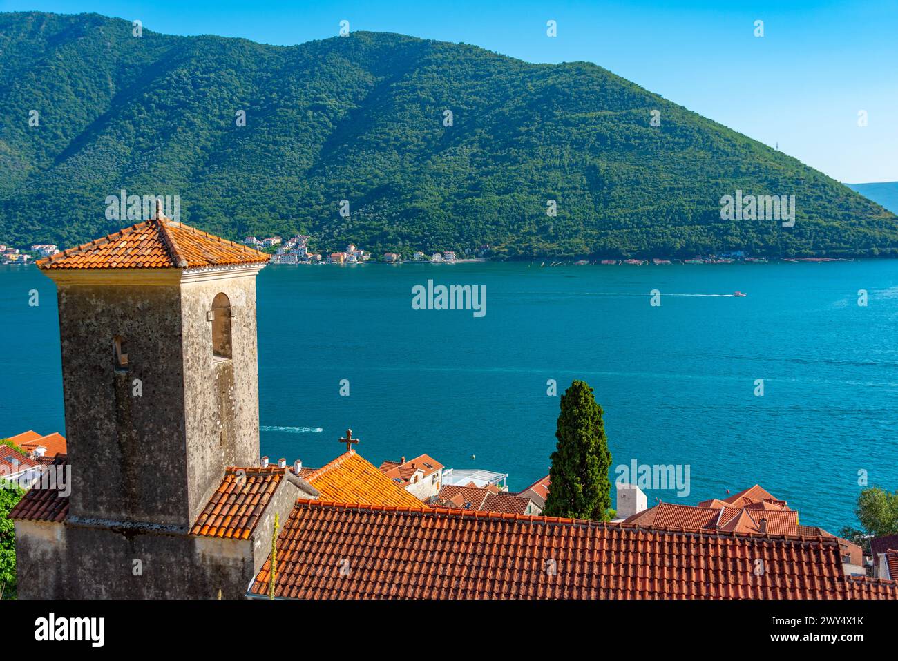 Aerial view of Perast in Montenegro Stock Photo - Alamy