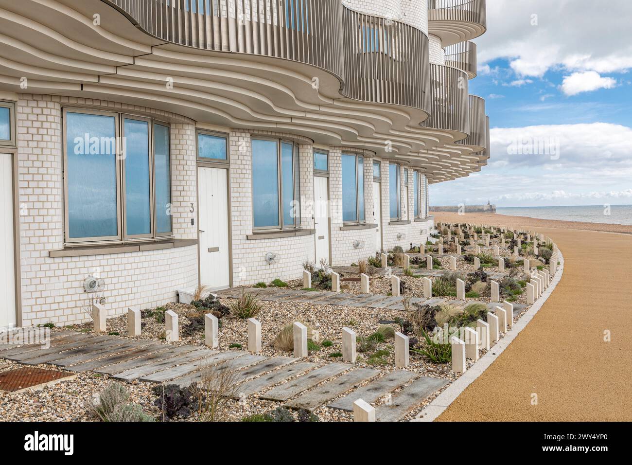 The newly completed Shoreline Crescent development on Folkestone beach ...
