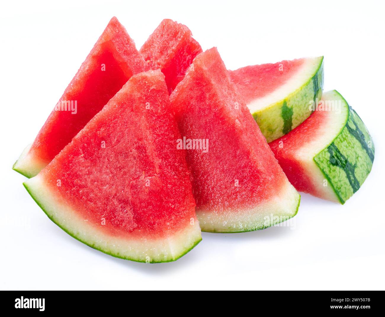Watermelon slices without watermelon seeds isolated on white background ...